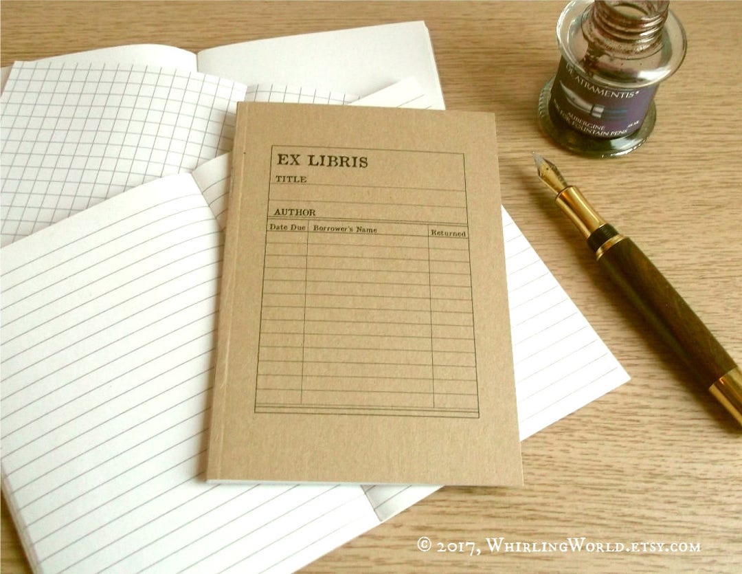 Library Card Notebook With Dot Grid, or Plain Pages (clearance ...