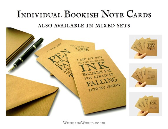 Literary Note Cards Single or Set Mix & Match Bookish | Etsy