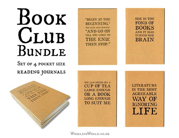 Book Club Reading Journal Set of 4 Optional Bookmark & | Etsy