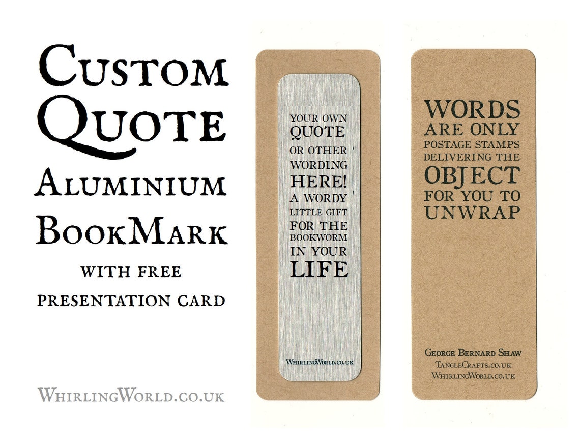 Custom Quote Bookmark Personalised Bookish Gift Unique - Etsy UK