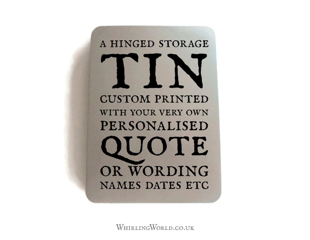 Customised Tin Box - Choose Any Quote or Wording | Simple Minimalist ...