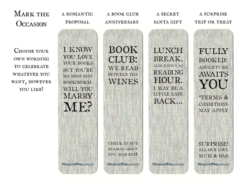 Custom Quote Bookmark Personalised Bookish Gift Unique - Etsy UK