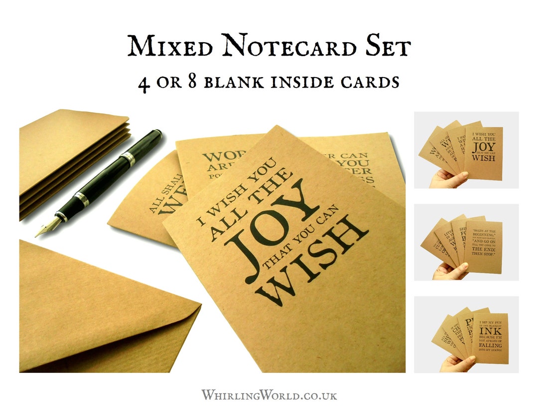 Literary Note Cards, Single or Set, Mix & Match | Bookish Quotes for ...