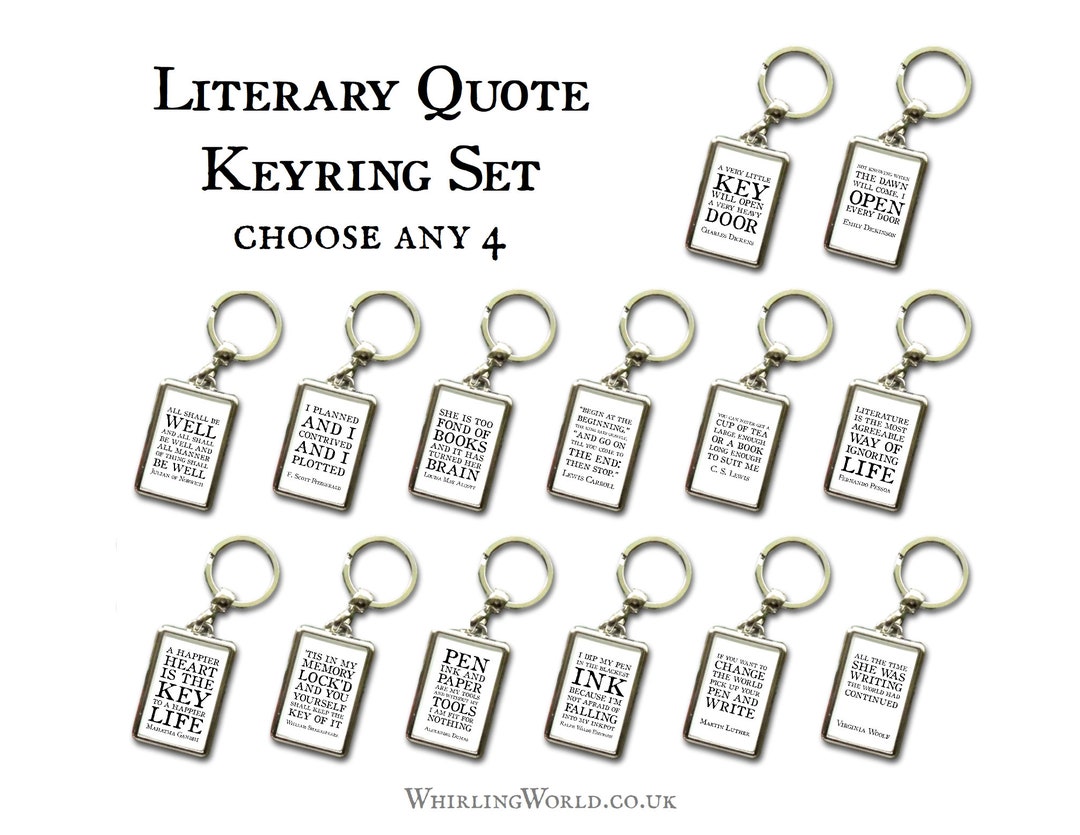Literary Quote Keychain Set, Choose Any 4 Pack | Mixed Bookish ...