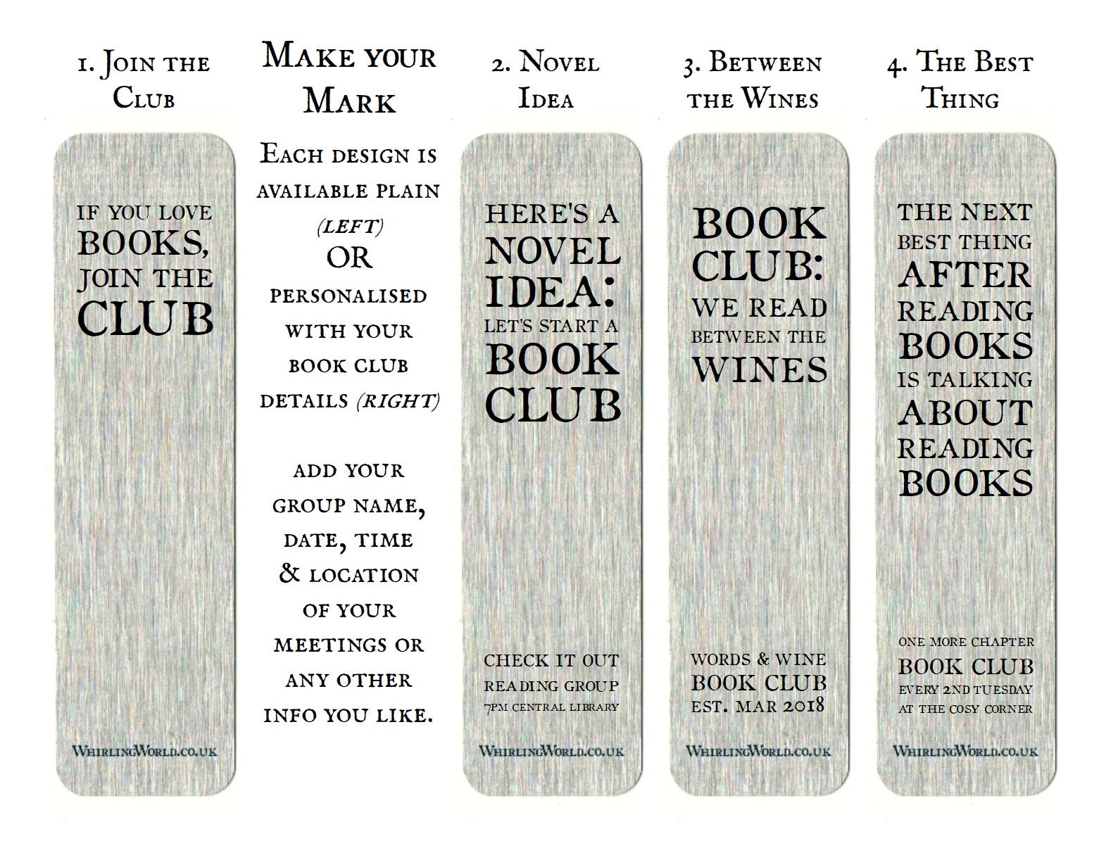 Custom Bookmark Personalised Book Club Gift Aluminium Page Marker, Your ...