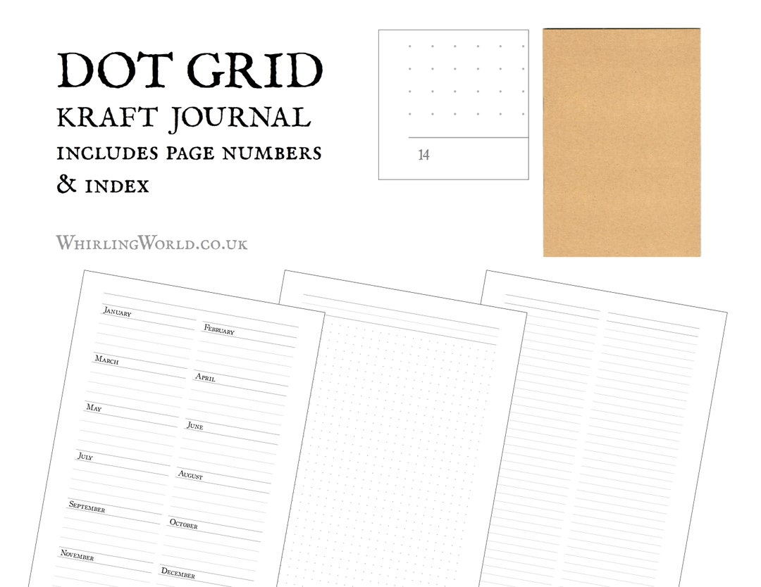 Dot Grid Journal, A5 Dotted Page Notebook | Kraft Undated Diary for Any ...