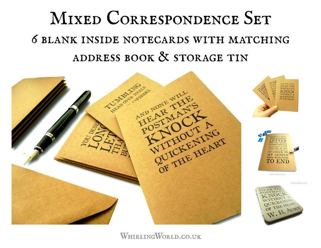 Notecard & Address Book Set, Inc Storage Tin | Literary Quotes for ...