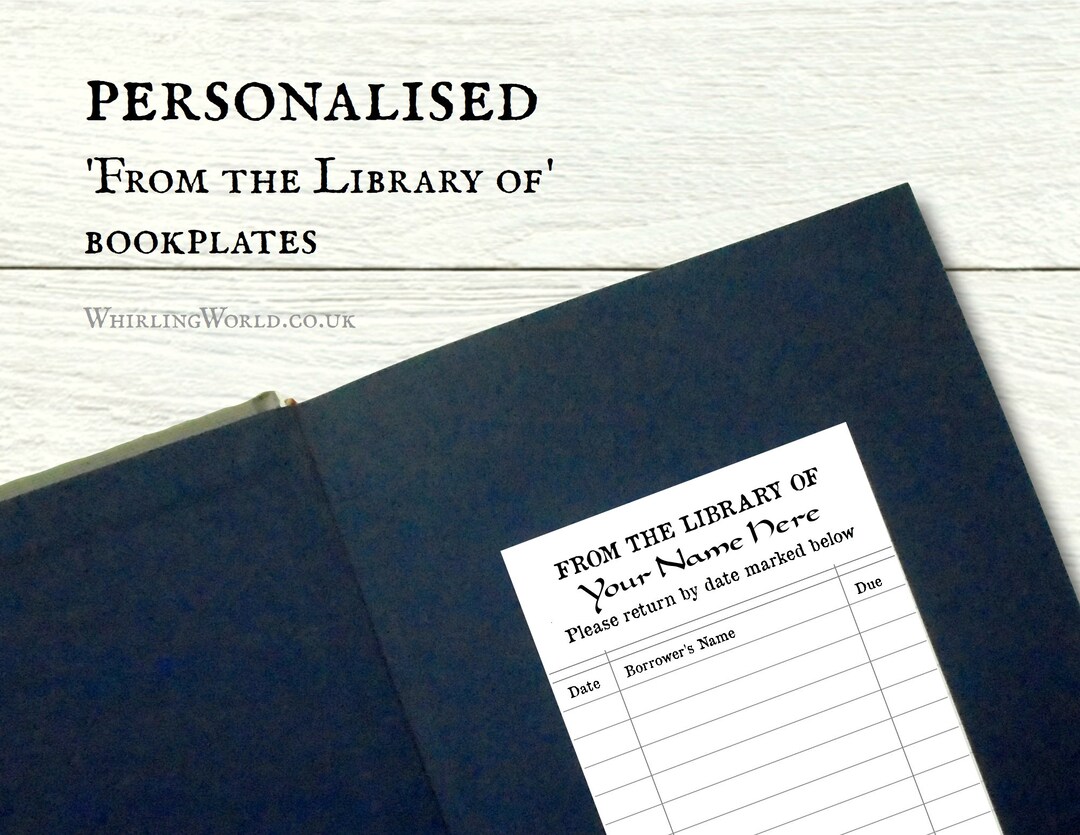 Personalised 'from the Library Of' Book Labels | Custom Name Bookplate ...