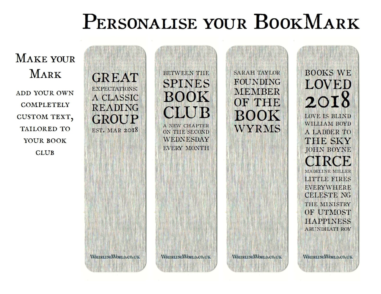 Custom Bookmark - Personalised Book Club Gift | Aluminium Page Marker ...