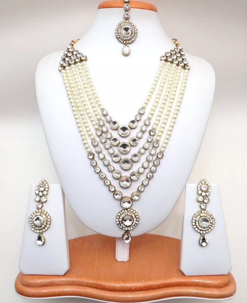 Handmade Indian Jewelry Rani Haar Necklace Set With Pearl - Etsy