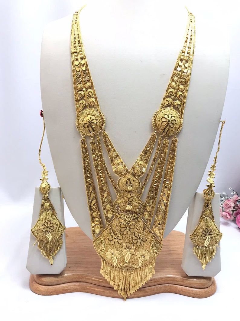 Indian Jewelry Asian Wedding Bridal Jewellery Party Ethnic Wear 22ct Heavy Gold Plated Bridal ...