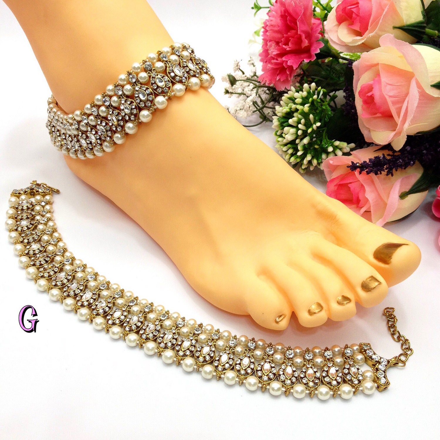 Handmade Anklets With Czech Indian Jewelry Bollywood Indian Jewellery ...