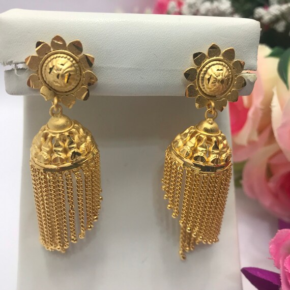 Handmade Jhumka Ohrringe 22 Karat Micro vergoldet Ohrringe Indischen Schmuck Pakistan Schmuck Etsy