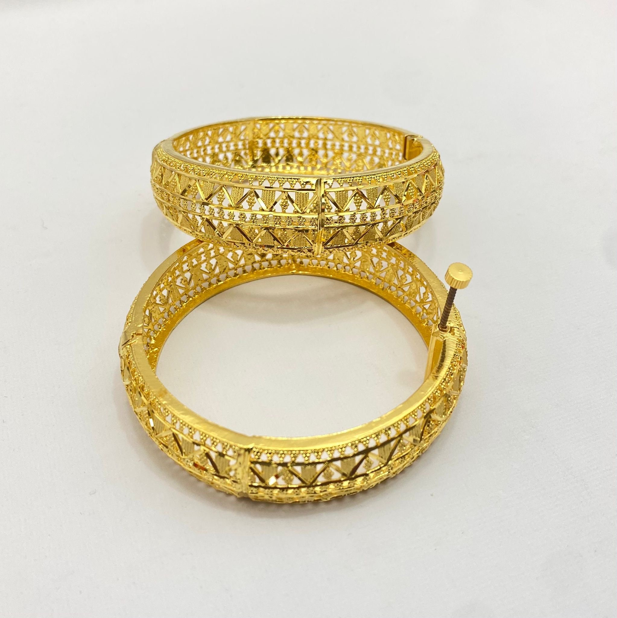 22k Gold Plated Openable Bangles/kangan/kare/bridal Indian - Etsy
