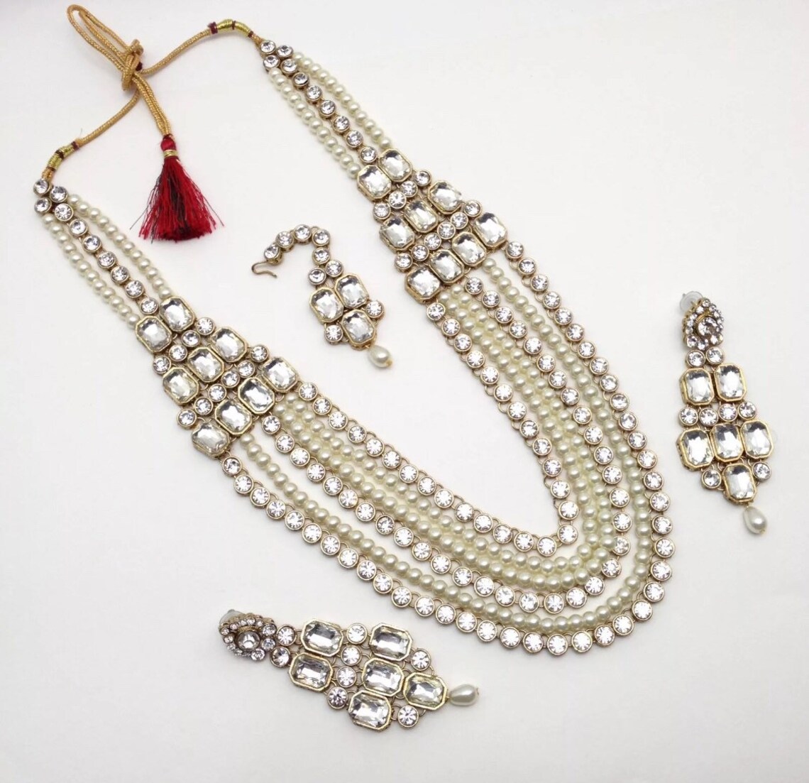 Handmade Indian Jewelry Rani Haar Necklace Set With Pearl Imitation ...