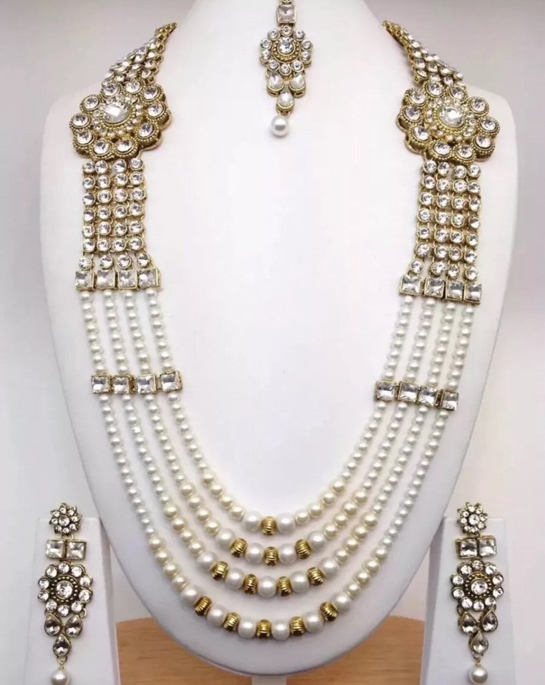 Handmade Indian Jewelry Rani Haar Necklace Set With Pearl - Etsy