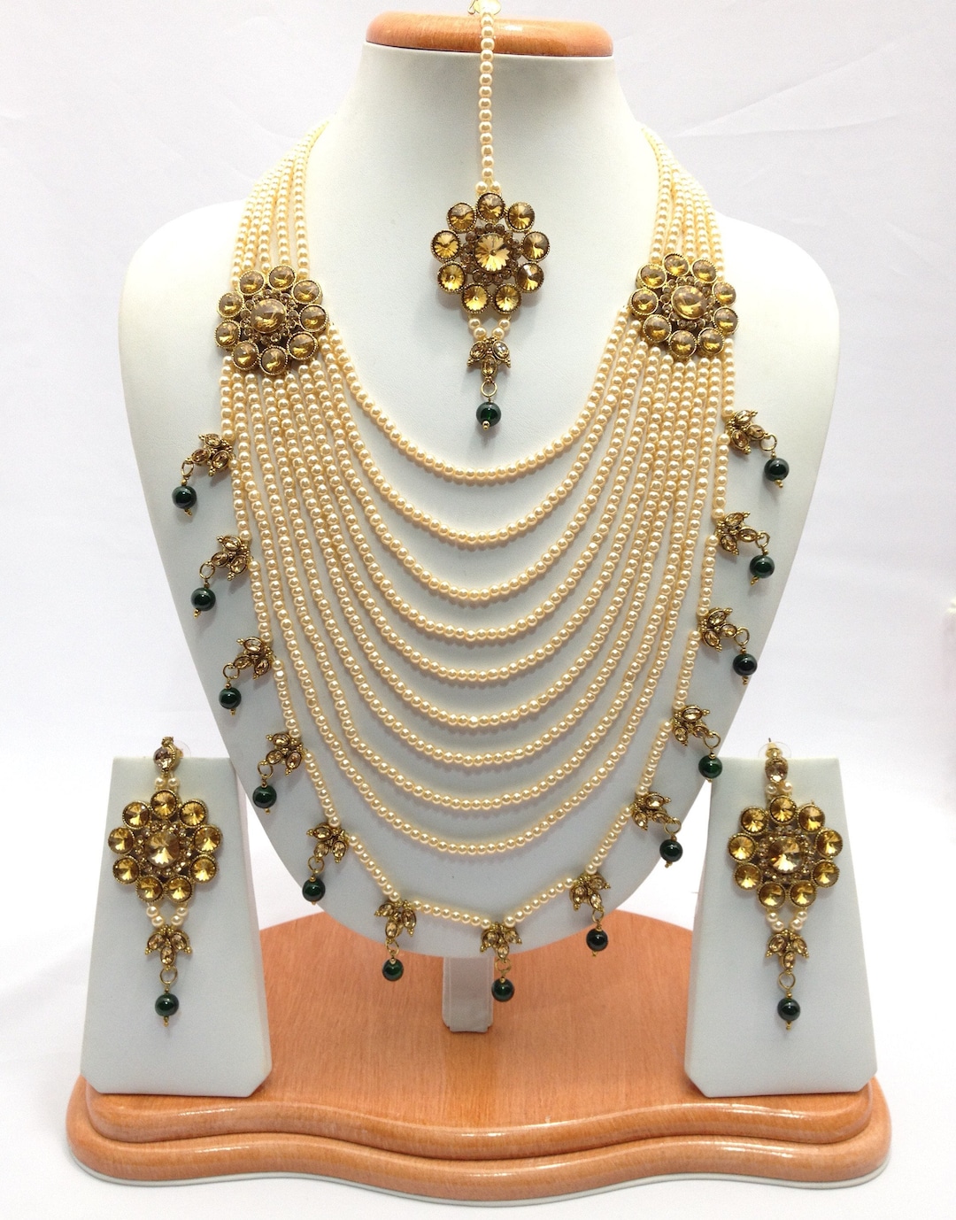 Handmade Indian Jewelry Rani Haar Necklace Set With Pearl Imitation ...