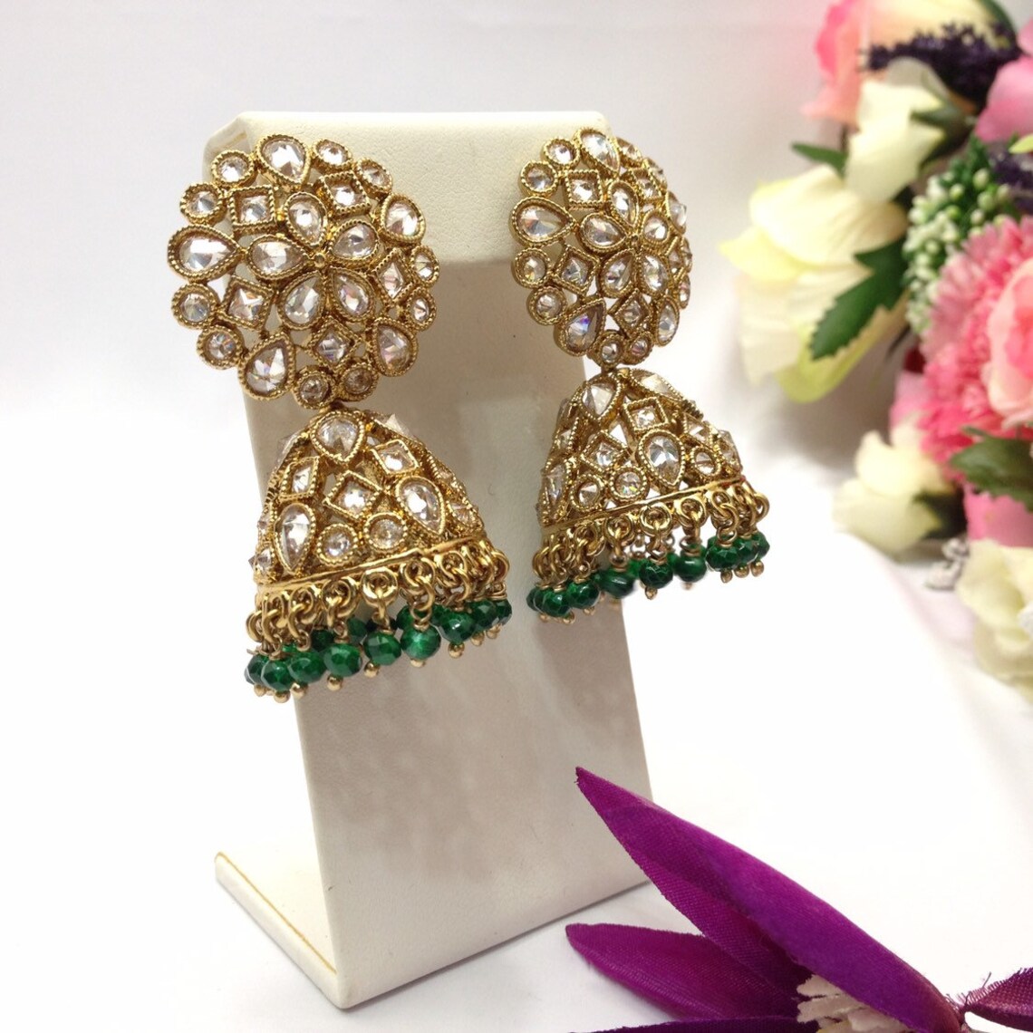 Handmade Jhumka Earrings With Pearl Imitation Indian Wedding - Etsy UK