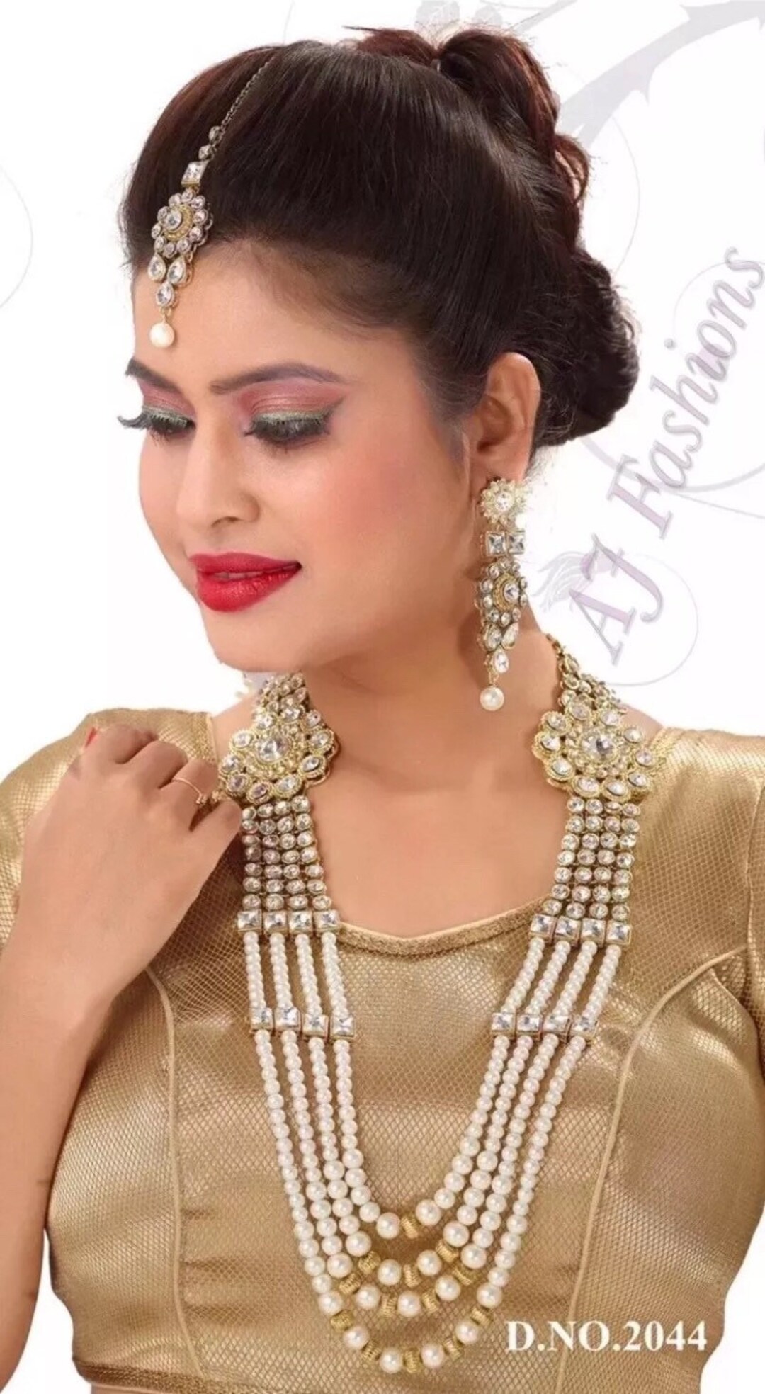 Handmade Indian Jewelry Rani Haar Necklace Set With Pearl Imitation ...