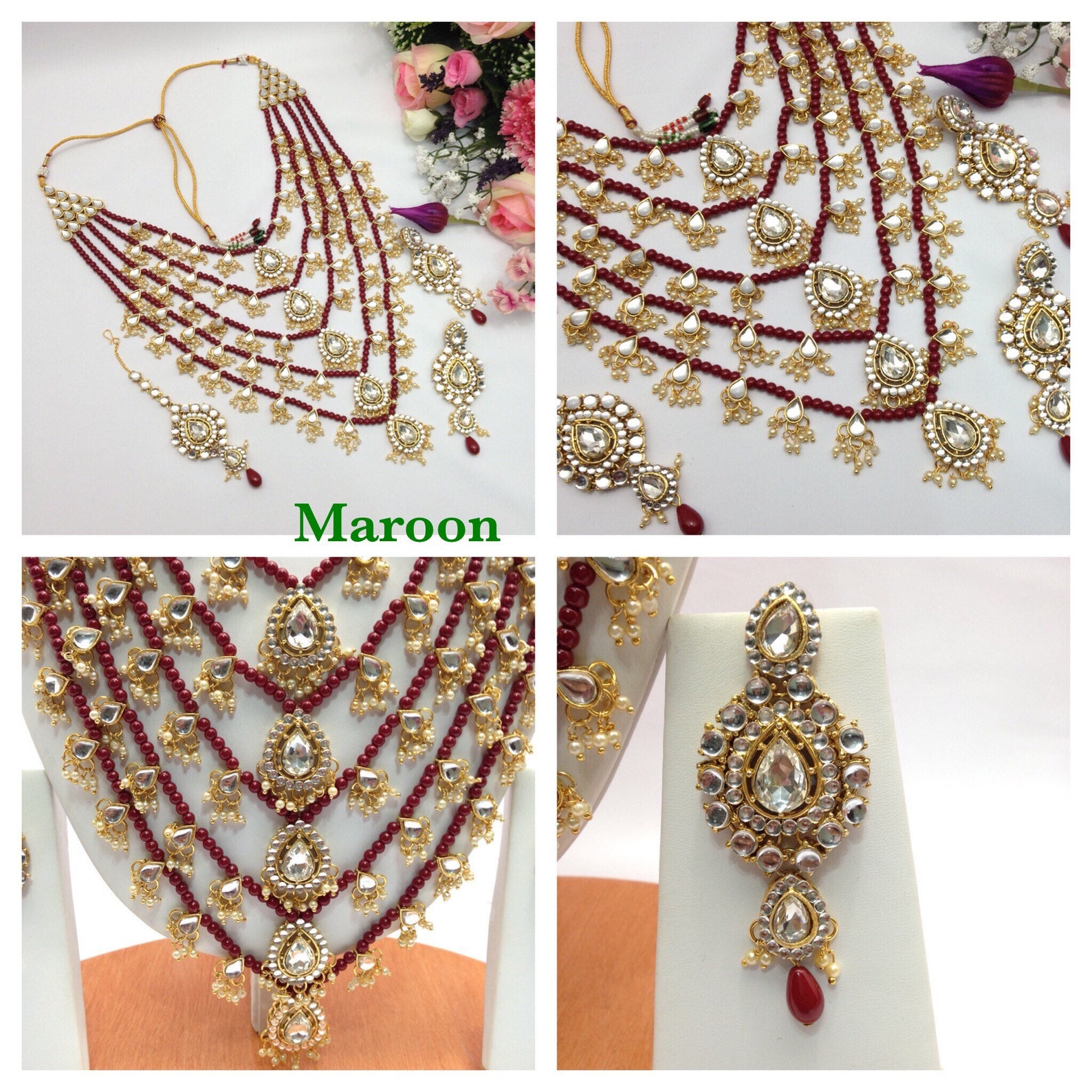 Handmade Indian Jewelry Rani Haar Necklace Set With Pearl Imitation ...