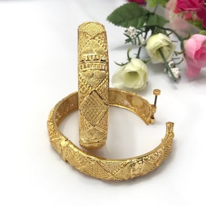 22k Gold Plated Openable Bangles/kangan/kare/bridal Indian Jewelry ...