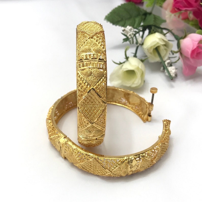 22k Gold Plated Openable Bangles/kangan/kare/bridal Indian Jewelry ...
