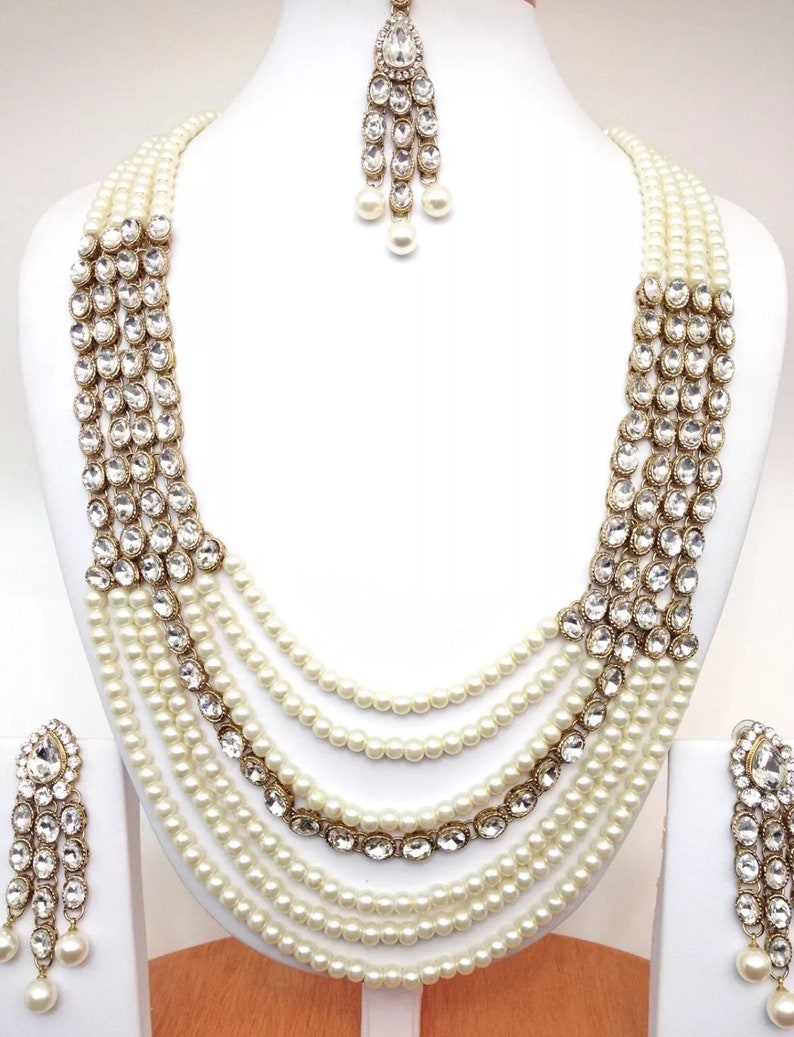 Handmade Indian Jewelry Rani Haar Necklace Set With Pearl - Etsy