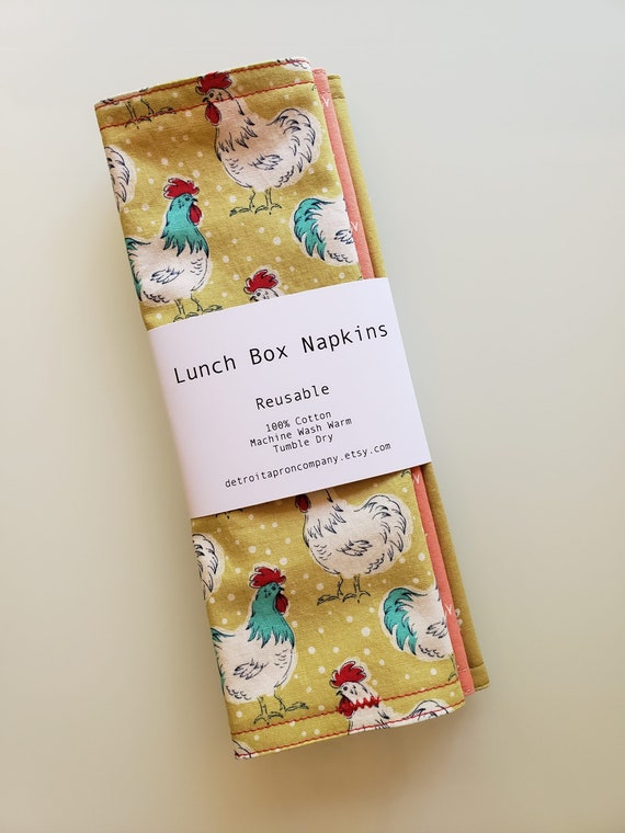 Lunch Box Napkins 10 X 10 Inches Cotton Set of 3 | Etsy