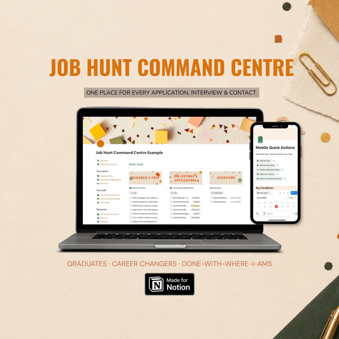 Job Application Tracker Notion Template | Job Search Planner ...