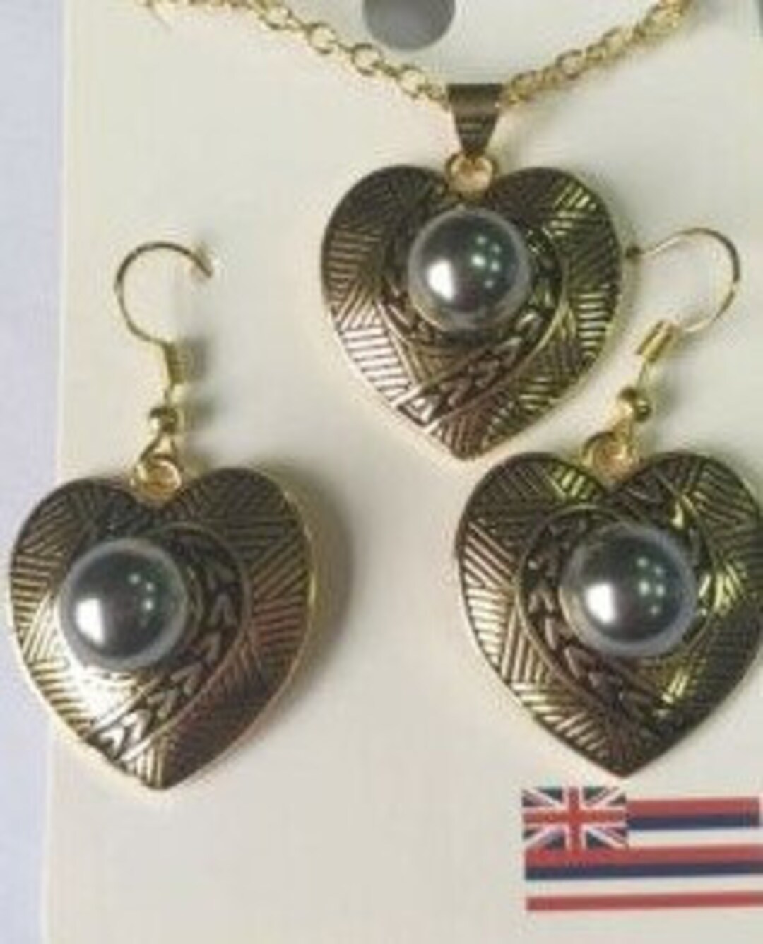HAMILTON SET Love Shape Shell Pearl Necklace Earring Set - Etsy