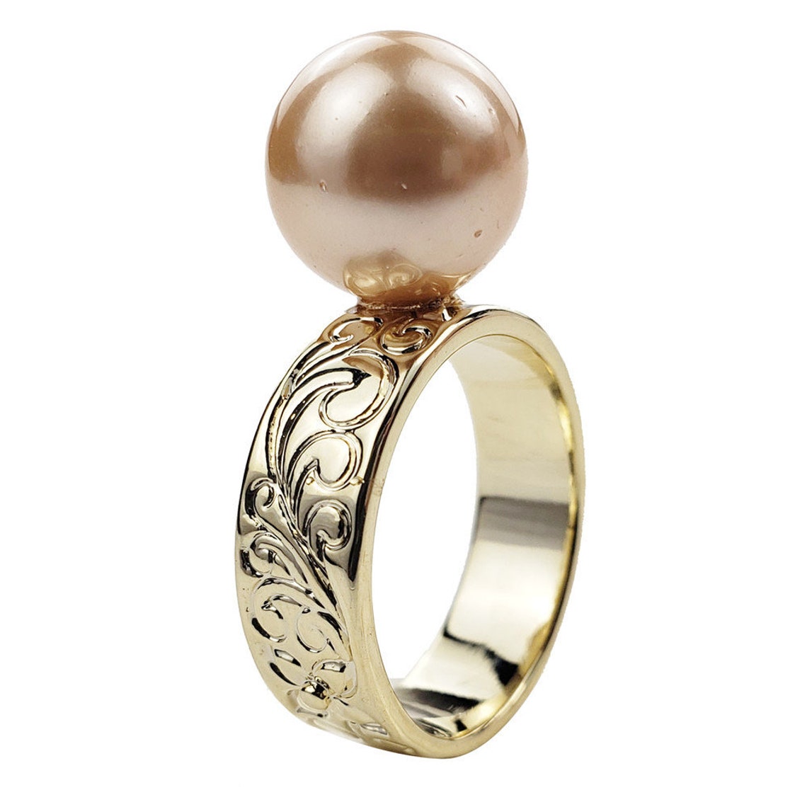 PINK Shell Pearl RING - Etsy