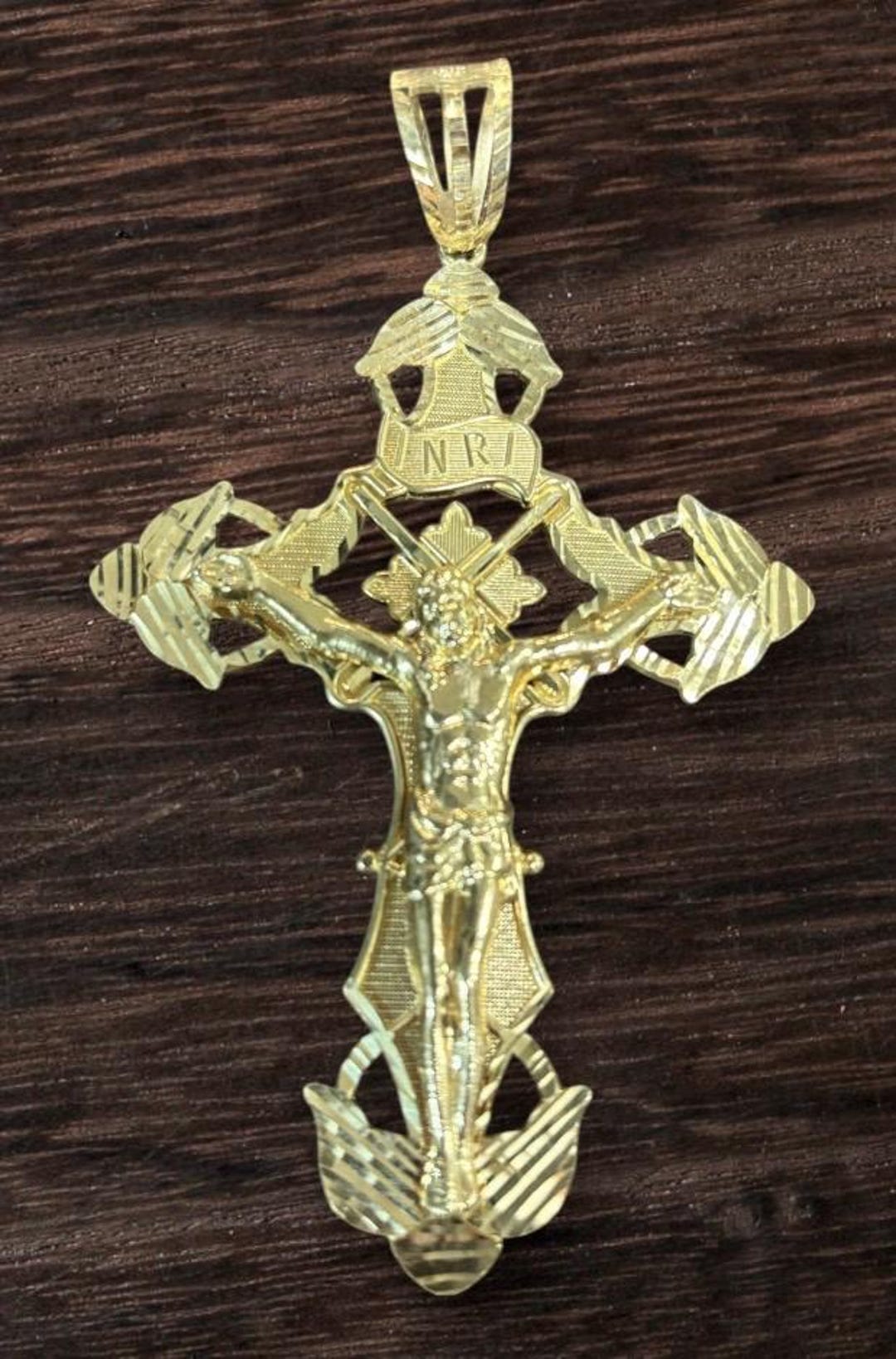 14k Solid Gold Jesus Cross Inri XL Men’s Pendant - Etsy