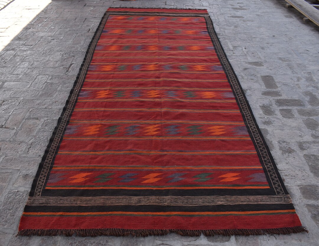 Hand Woven Afghan Wool Kilim Rug, Tribal Maldari Design, 5x12 Ft - Etsy ...