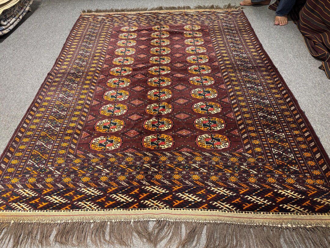 Antique Turkmen Tekke Rug, 5x6 Ft, Hand-knotted Wool Gul Design - Etsy