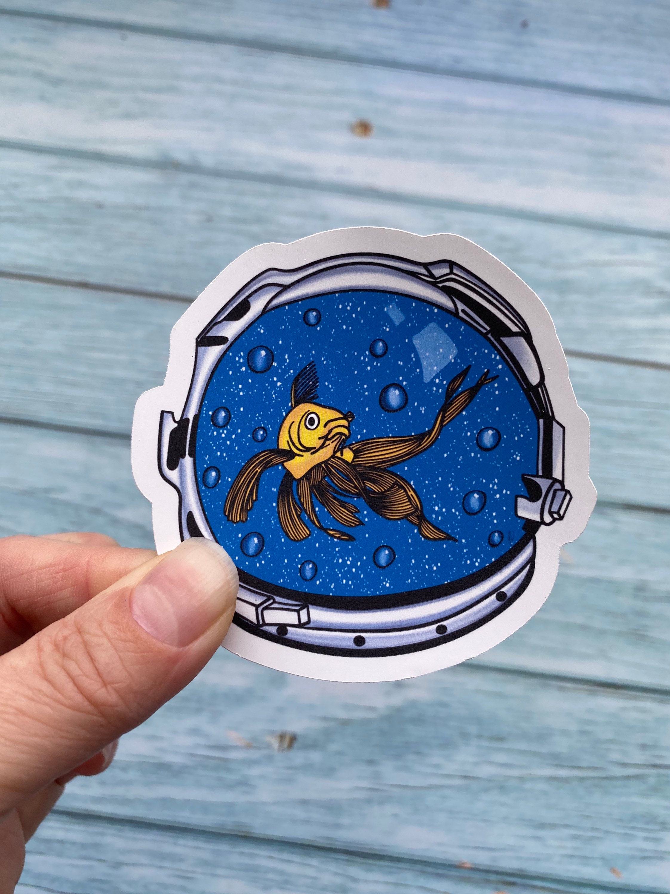 Sticker Space Sticker Astronaut Sticker Fish Sticker Art - Etsy