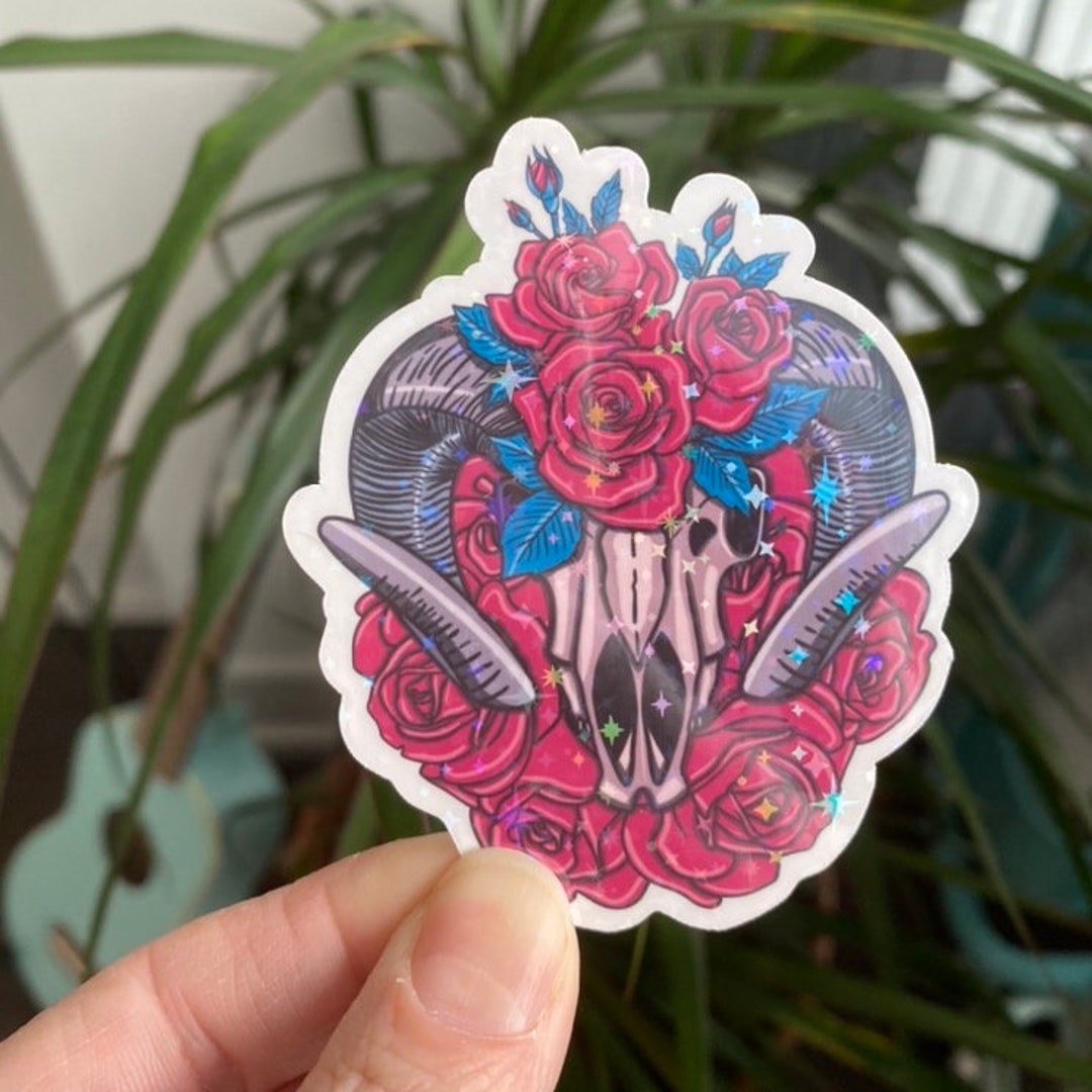 Sticker Ram Skull Sticker Art, Gothcore Sticker, Gorecore Gift, Goth ...