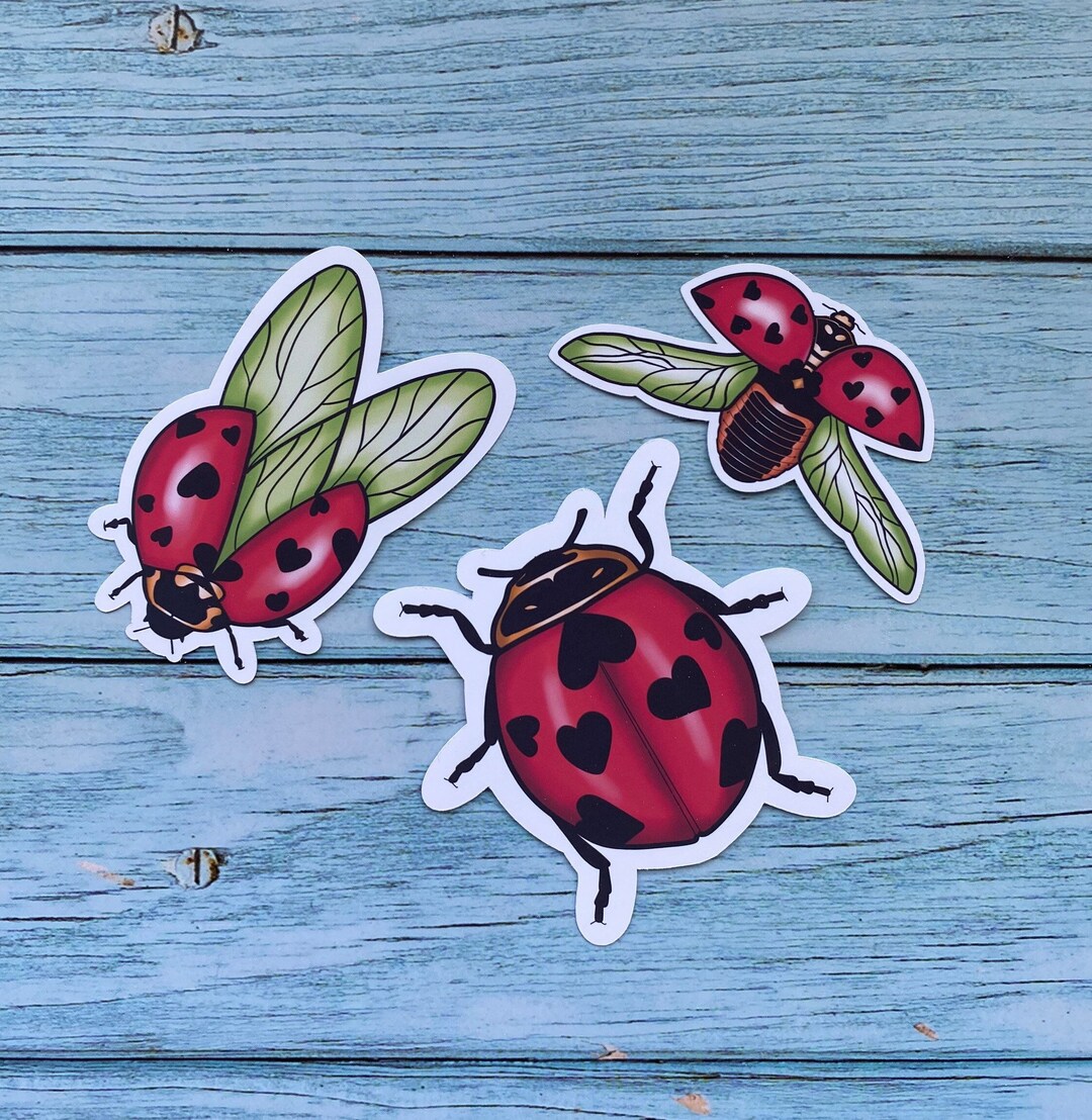 Sticker 3 Pack Ladybug Sticker Bundle, Heart Sticker Pack, Ladybug ...