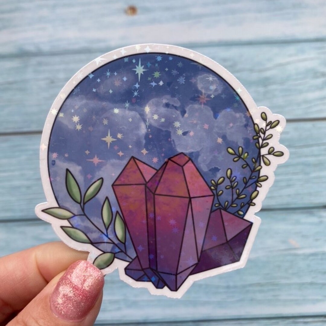 Sticker Purple Moon Crystal Sticker Art Witchy Aesthetic - Etsy