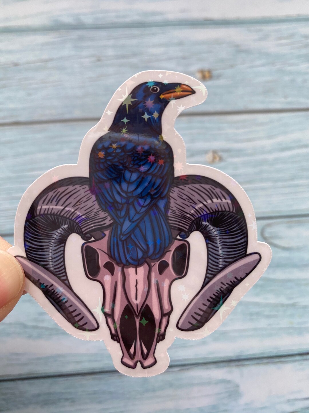 Sticker | Raven Ram Skull Sticker, Gothcore Sticker, Gorecore Gift ...