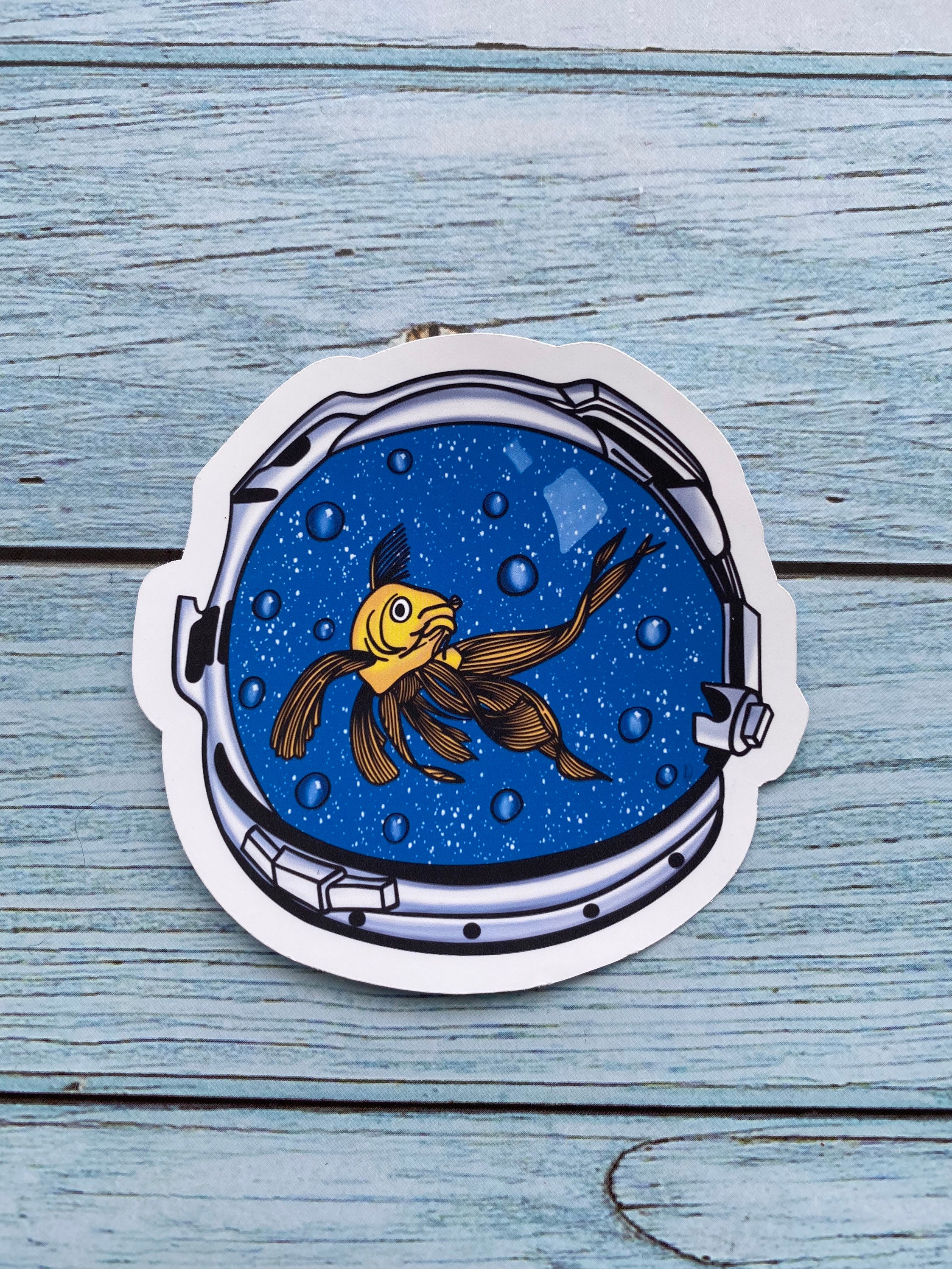 Sticker Space Sticker Astronaut Sticker Fish Sticker Art - Etsy