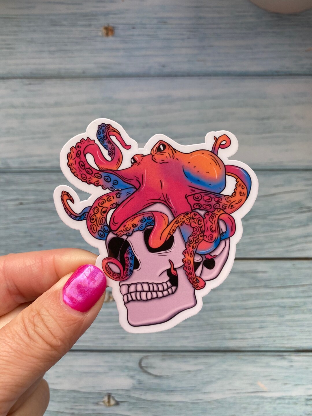 Sticker | Skull and Octopus Sticker Art, Gothcore Sticker, Gorecore ...