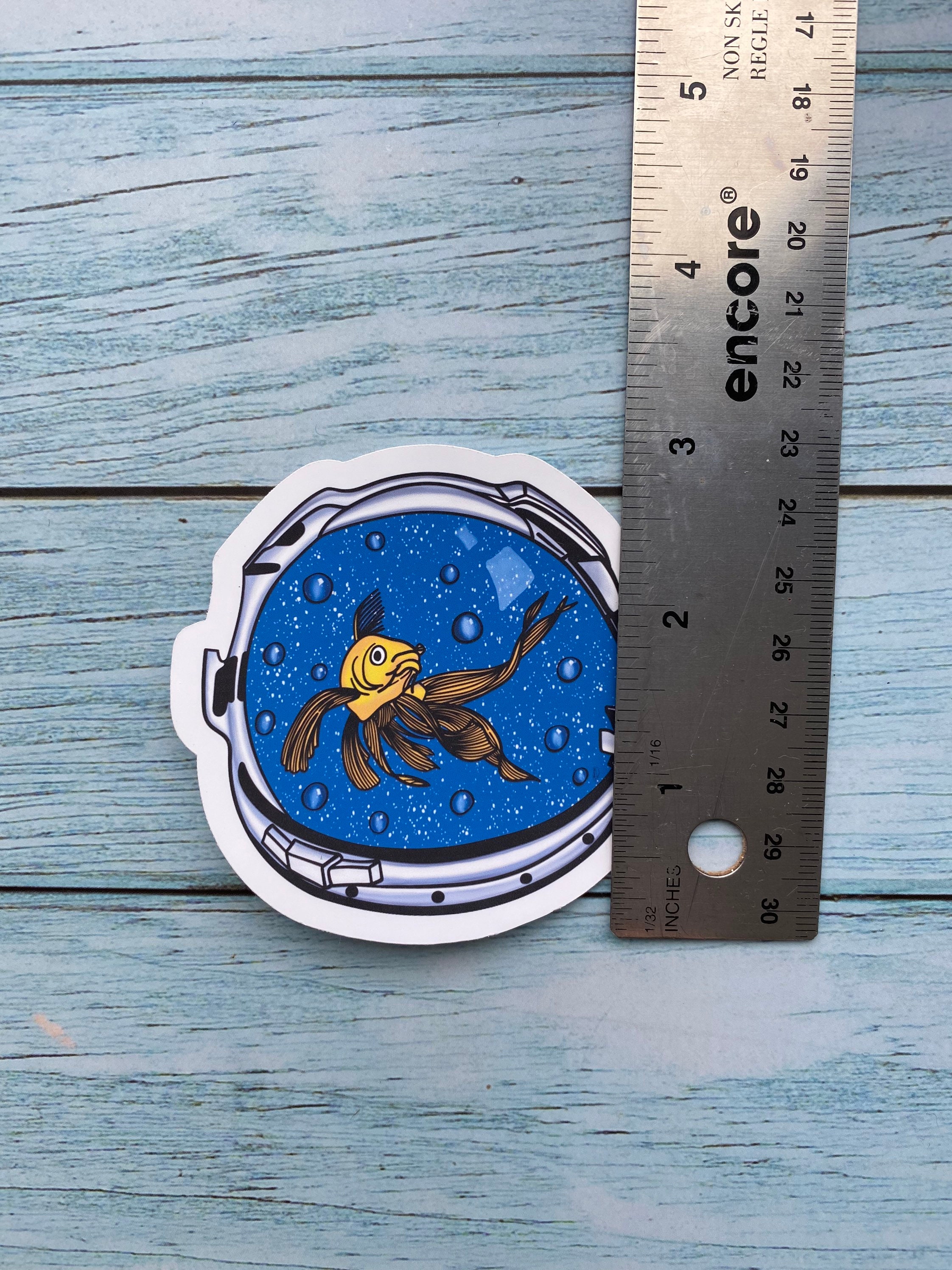 Sticker Space Sticker Astronaut Sticker Fish Sticker Art - Etsy
