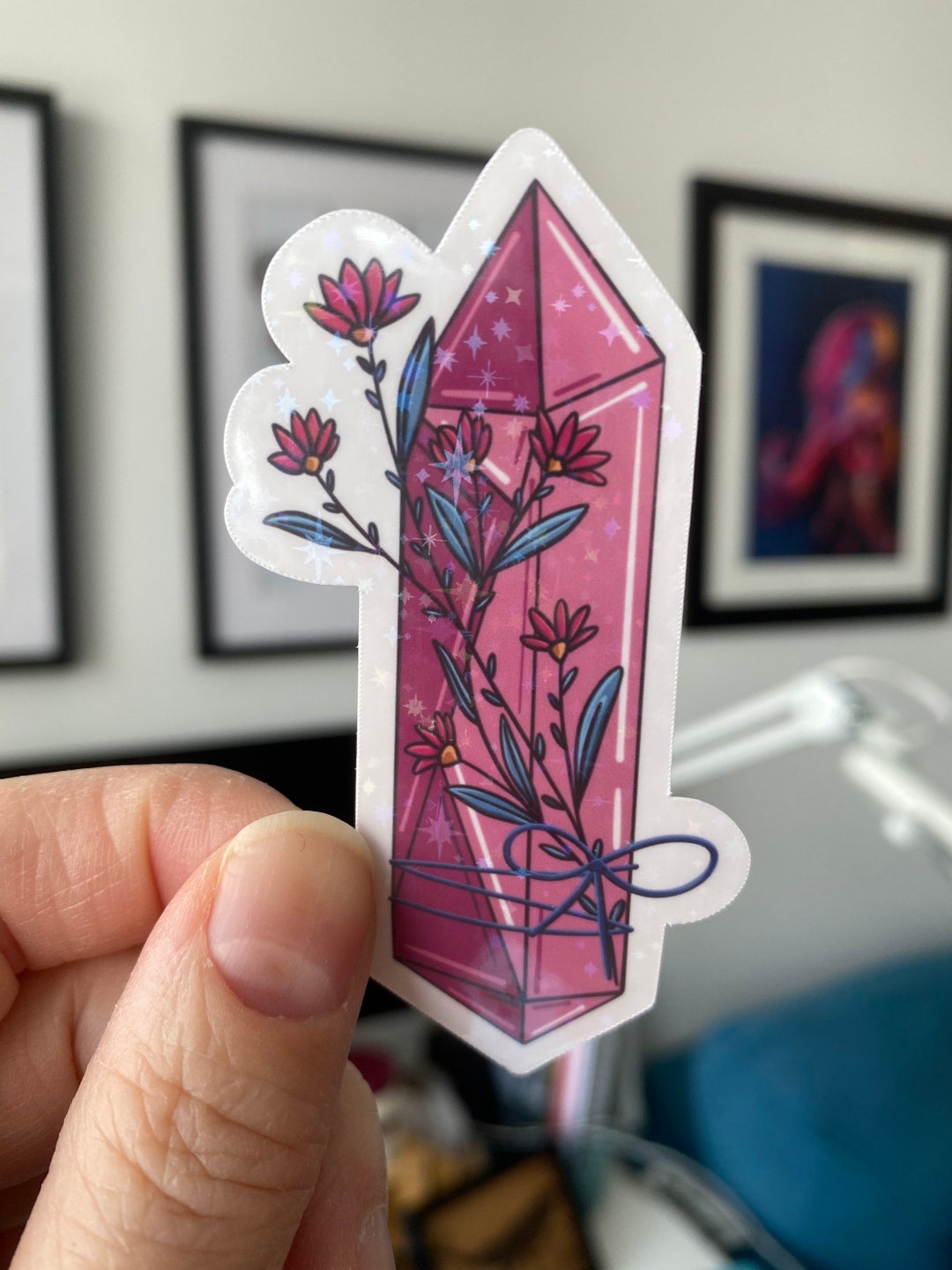 Sticker Pink Crystal Sticker Art, Magic Sticker, Witchy Aesthetic, Goth ...