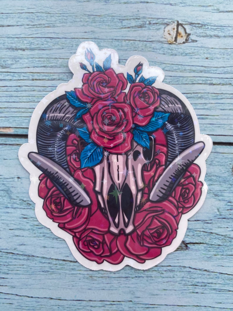 Sticker Ram Skull Sticker Art, Gothcore Sticker, Gorecore Gift, Goth ...