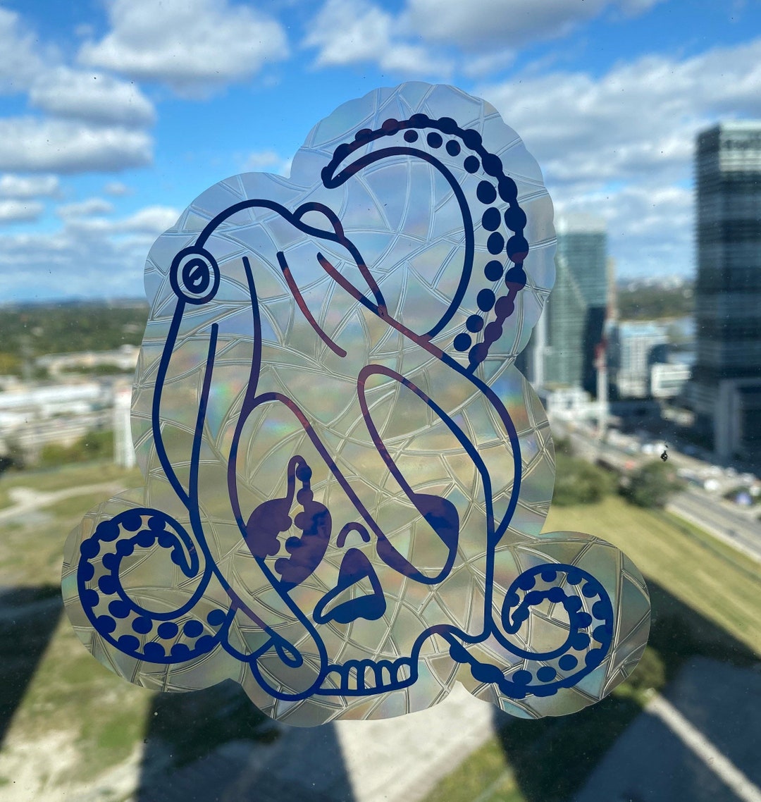 Octopus Holographic Window Cling Sun Catcher, Halloween Window Cling ...