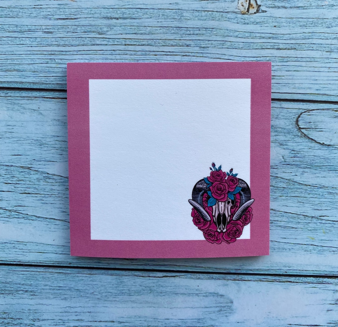 Sticky Notes Ram Skull Sticky Note Pad, Spooky Stationery, Witchy Vibes ...