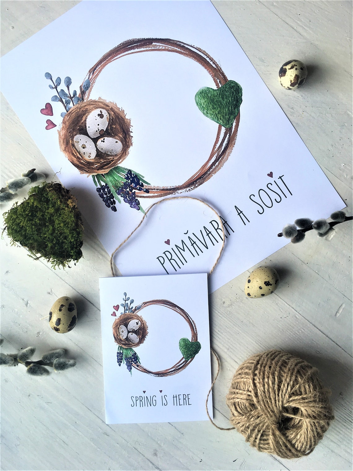 Spring is here Card Watercolor printable Card | Etsy