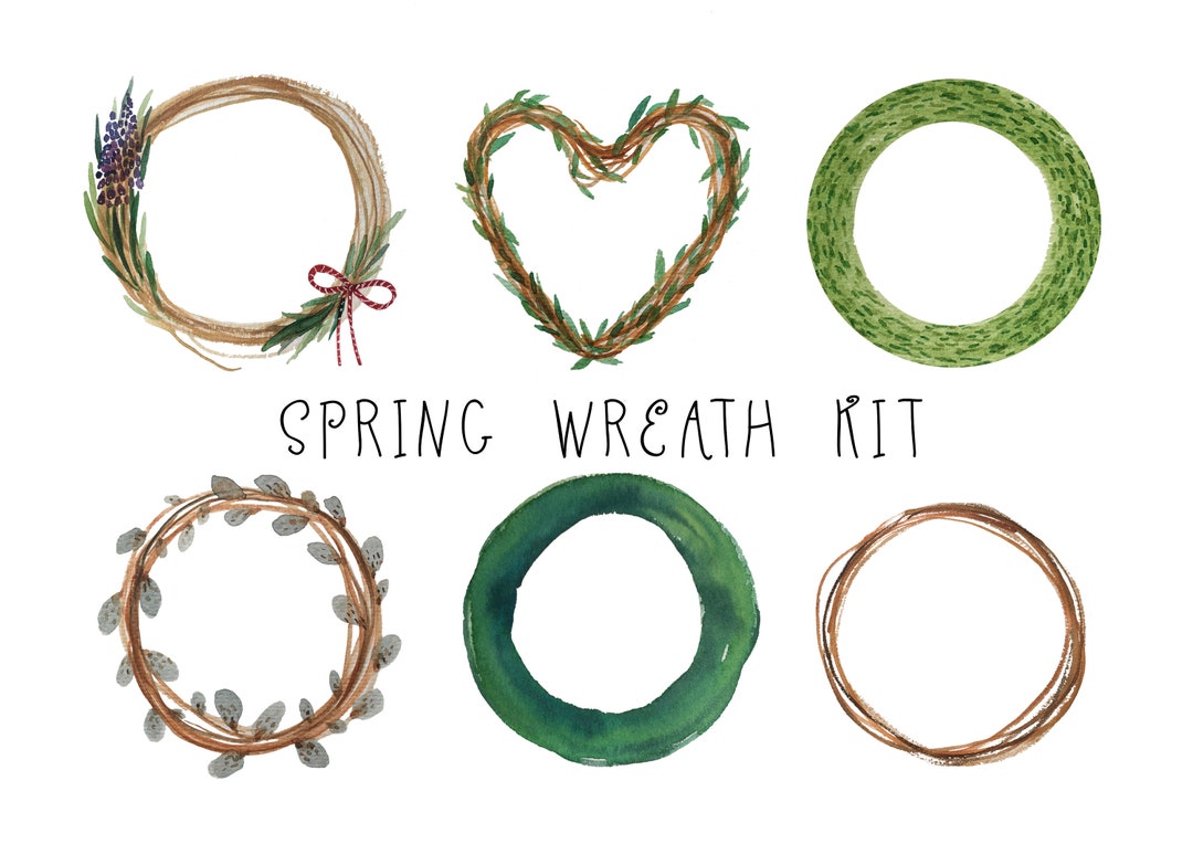 Spring Wreath Kit, Watercolor Wreath, Easter Illustration, Wedding ...