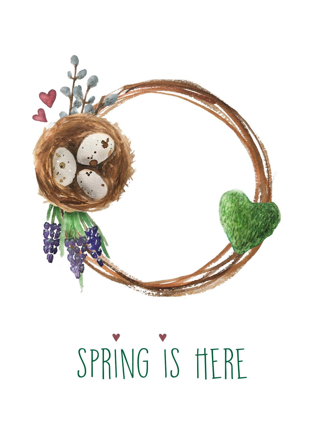 Spring is here Card Watercolor printable Card | Etsy