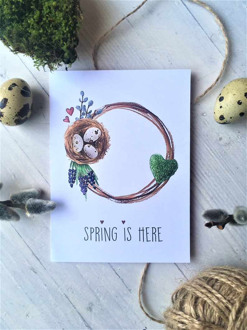 Spring is Here Card, Watercolor Printable Card - Etsy